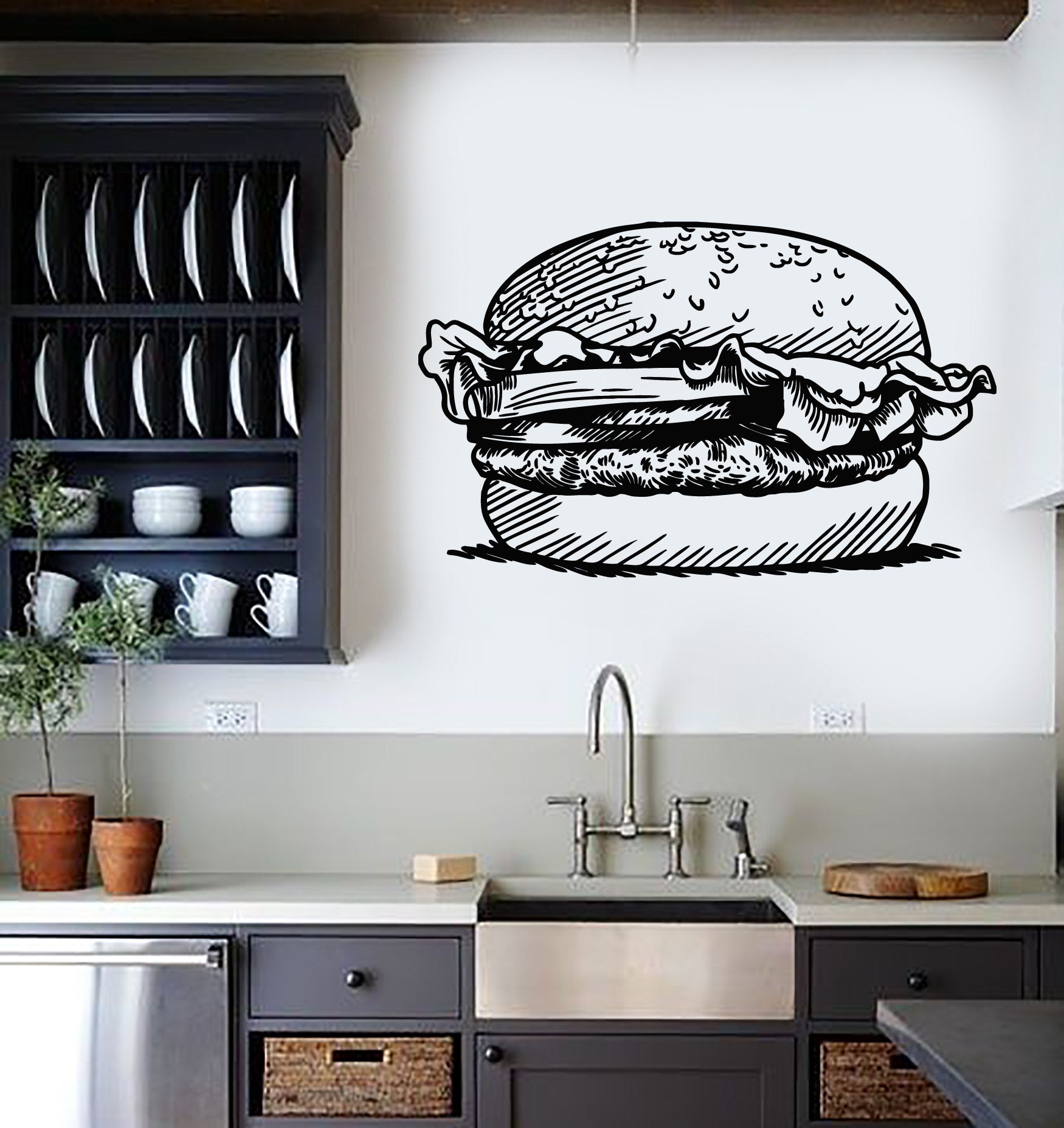 Vinyl Wall Decal Kitchen Burger Fast Food CAfe Restaurant Stickers Mur ...
