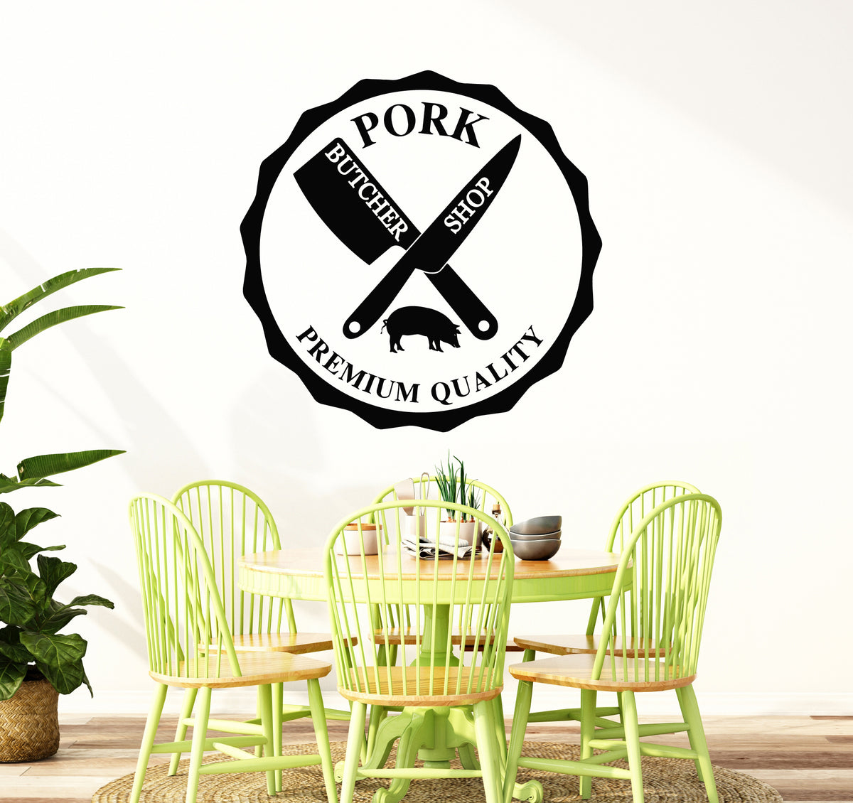 Vinyl Wall Decal Butcher Shop Kitchen Pork Knives Premium Quality Stic ...