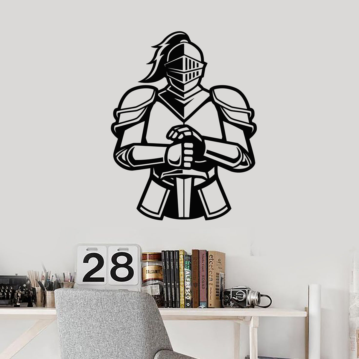 Vinyl Wall Decal Medieval Knight Armor Sword Boys Room Man Cave Decor ...