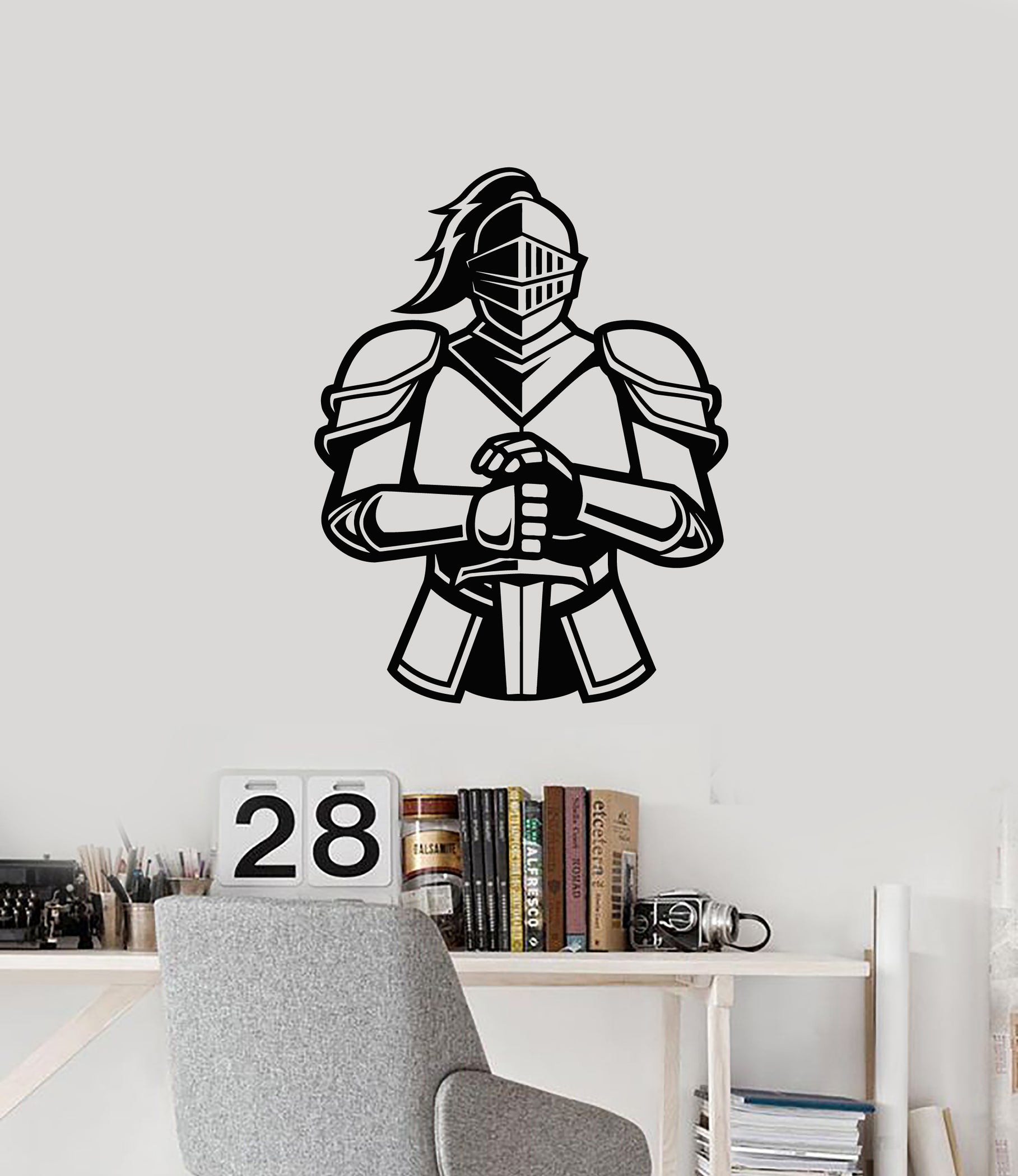 Vinyl Wall Decal Medieval Knight Armor Sword Boys Room Man Cave Decor ...