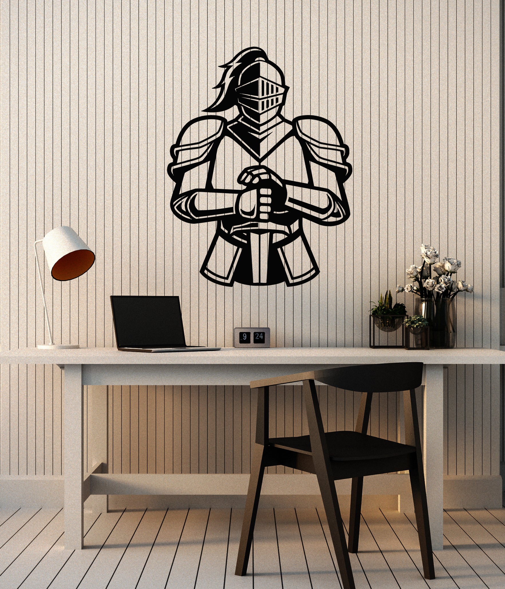 Vinyl Wall Decal Medieval Knight Armor Sword Boys Room Man Cave Decor ...