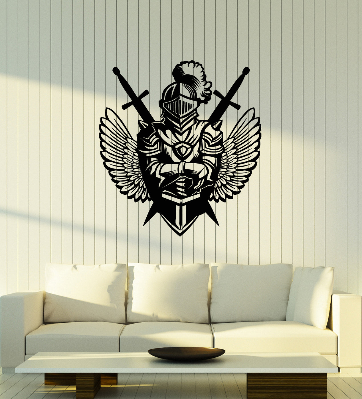 Vinyl Wall Decal Knight Wings Swords Medieval Style Teen Room Decorati ...