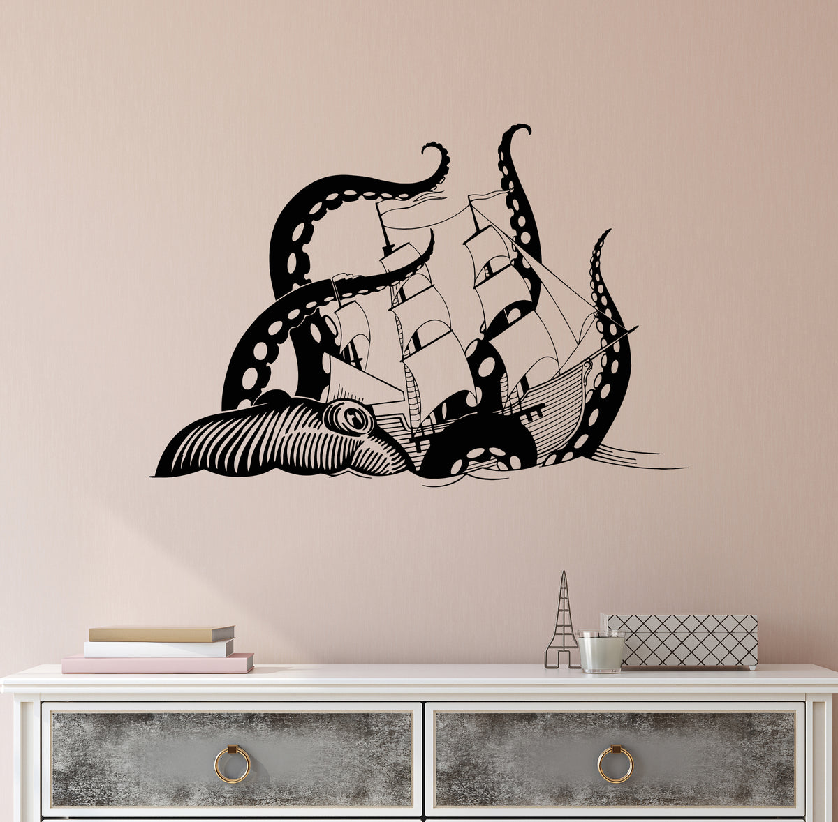 Vinyl Wall Decal Octopus Sea Monster Ocean Ship Stickers Unique Gift ...