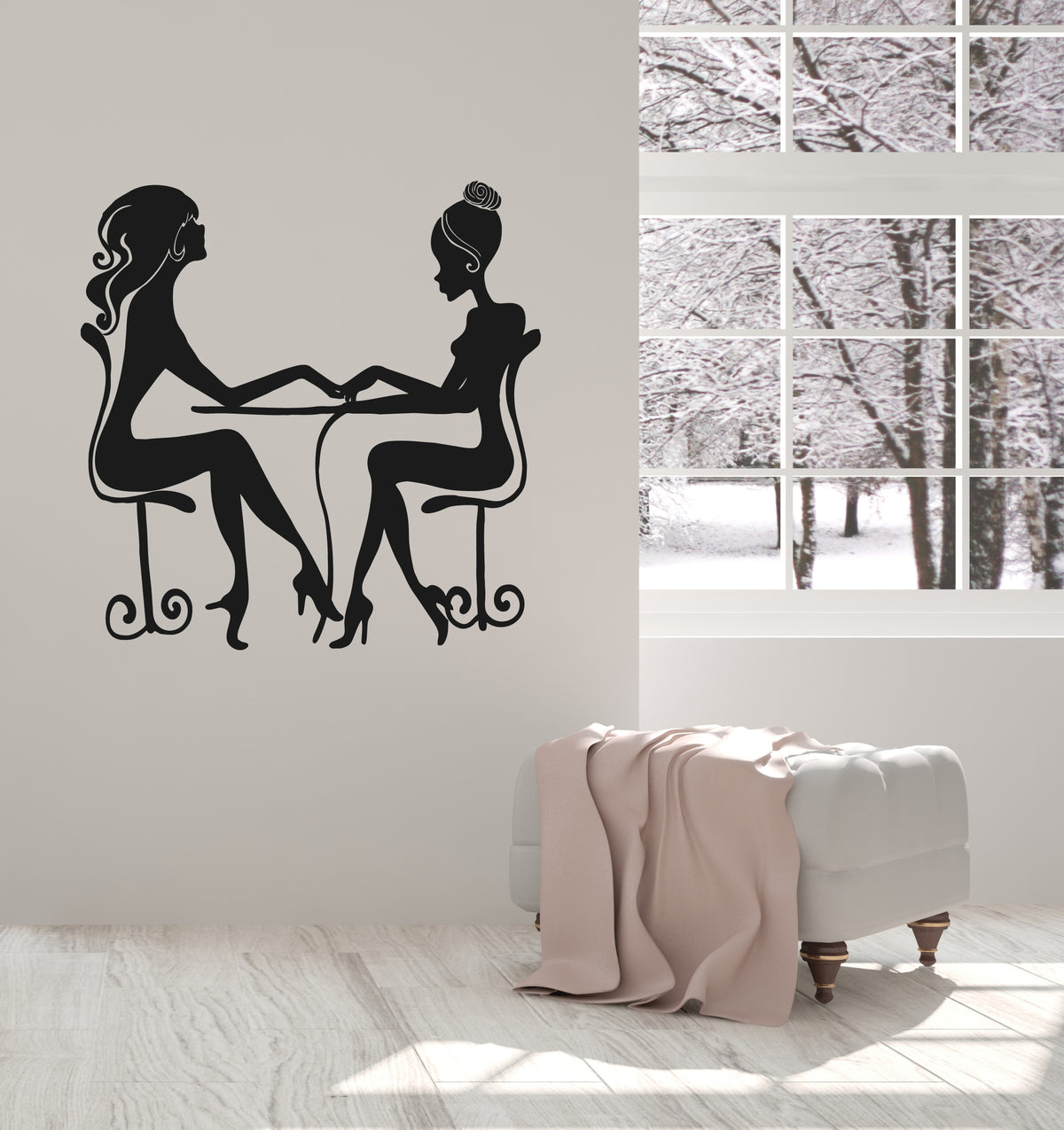 Ladies Wall Vinyl Decal Cafe Decor Silhouette Talk Sexy Girls Stickers ...