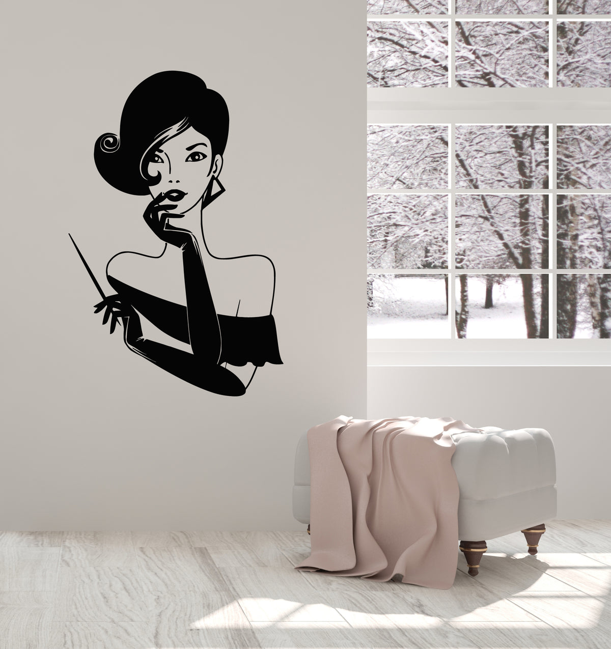 Vinyl Wall Decal Elegant Lady Retro Woman Female Face Stickers Mural ...