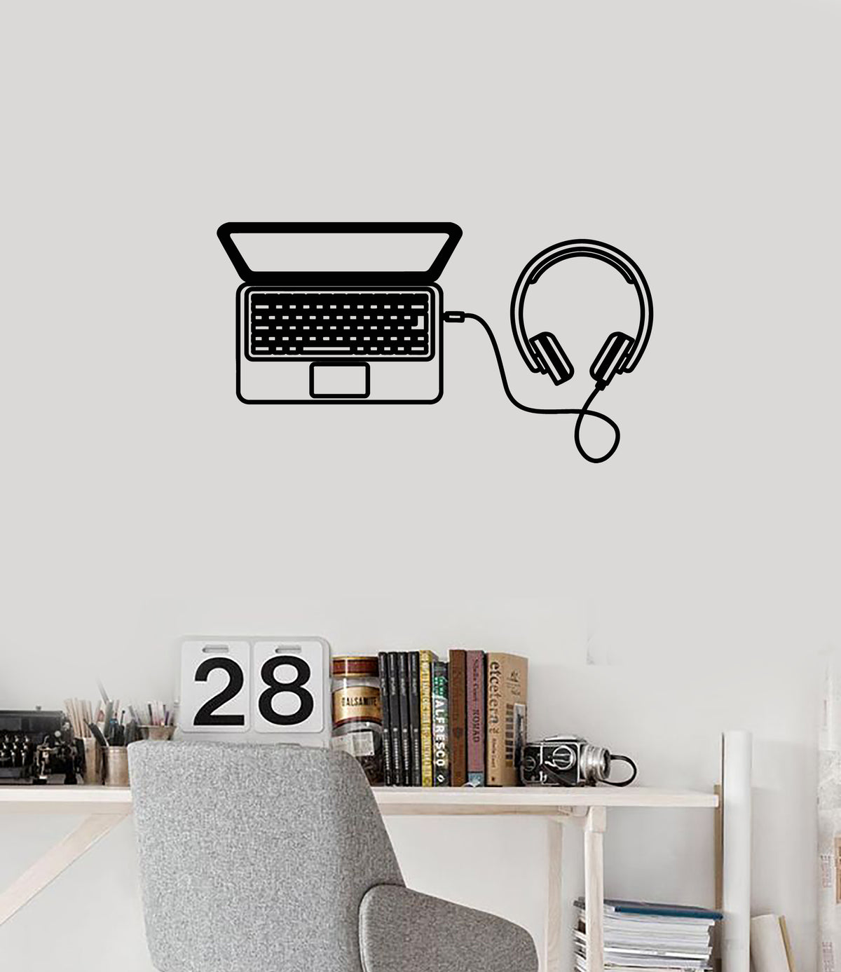 Vinyl Wall Decal Laptop Headphones Gadgets Teenage Teen Room Interior ...