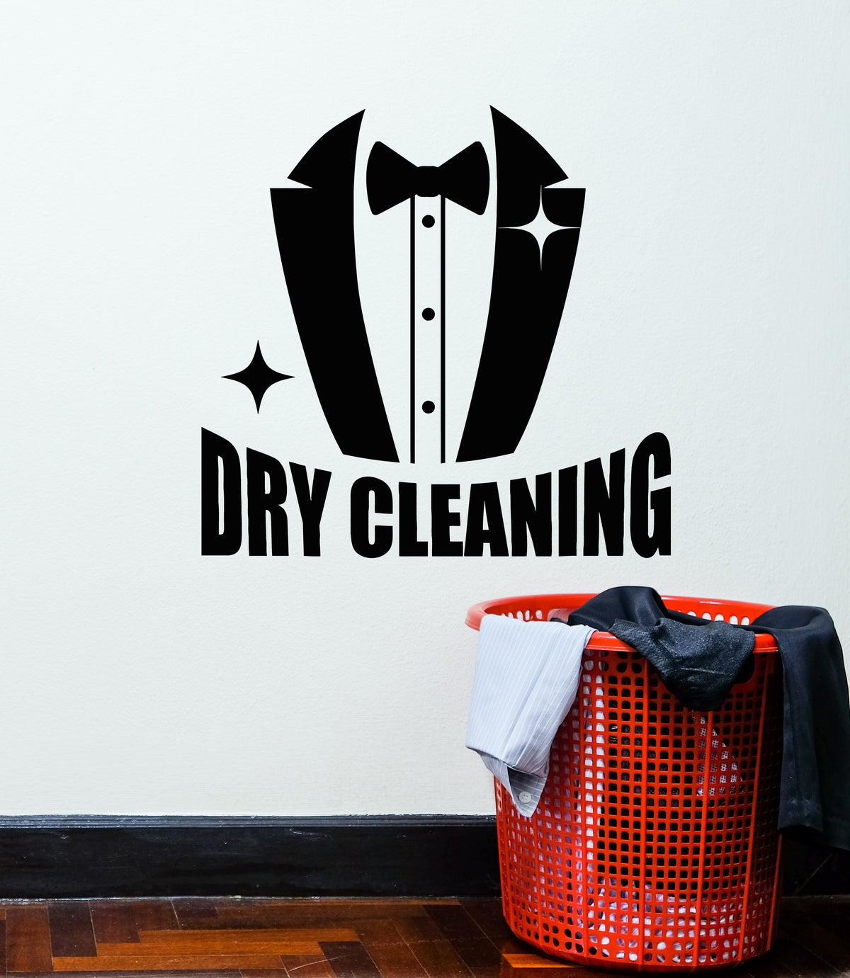 Vinyl Wall Decal Laundry Dry Cleaning Service Washing Clothes Stickers ...