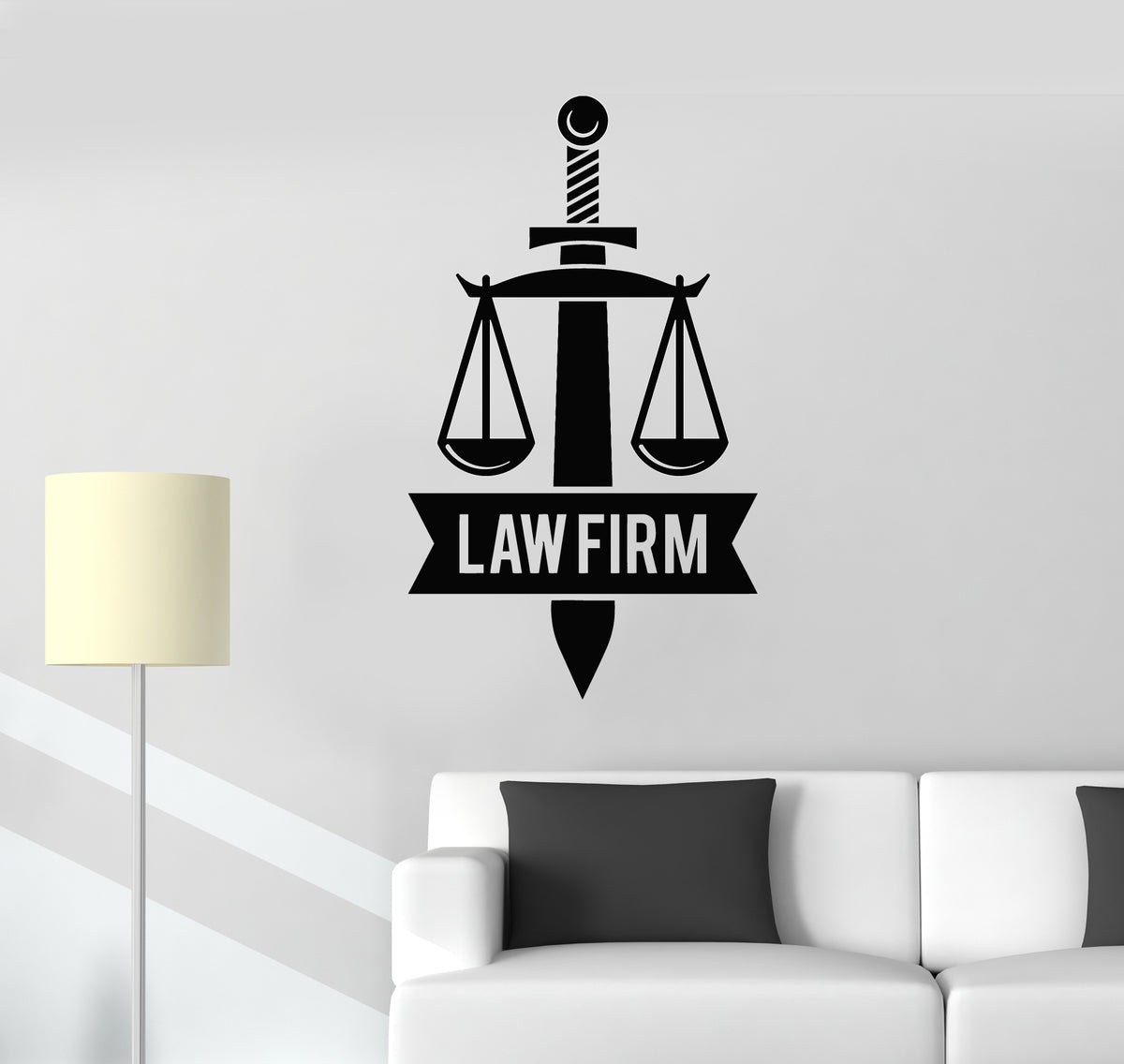 Vinyl Wall Decal Scales Justice Sword Law Firm Office Court Stickers M ...