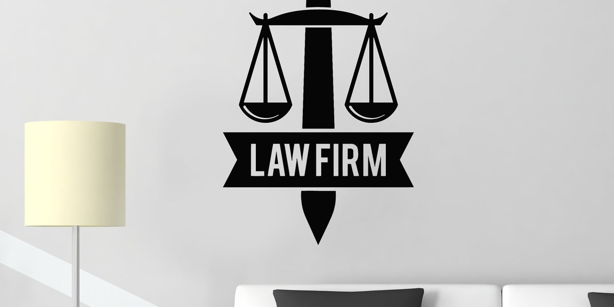 Vinyl Wall Decal Scales Justice Sword Law Firm Office Court Stickers M ...