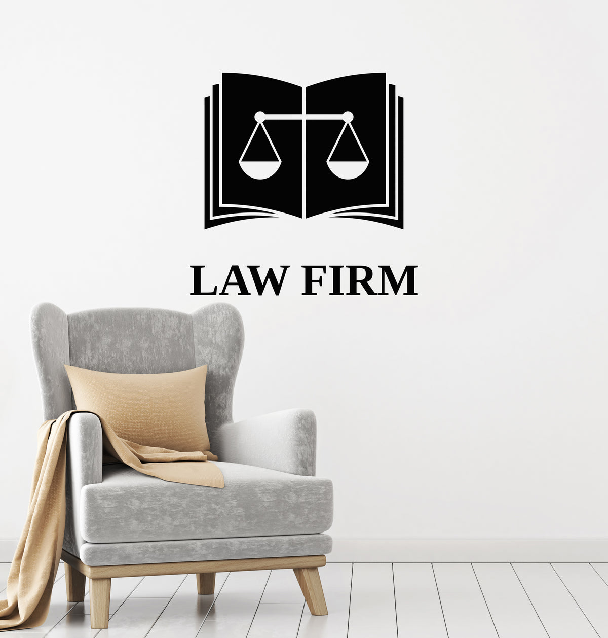 Vinyl Wall Decal Law Firm Office Lawyer Scales Book Justice Stickers M ...