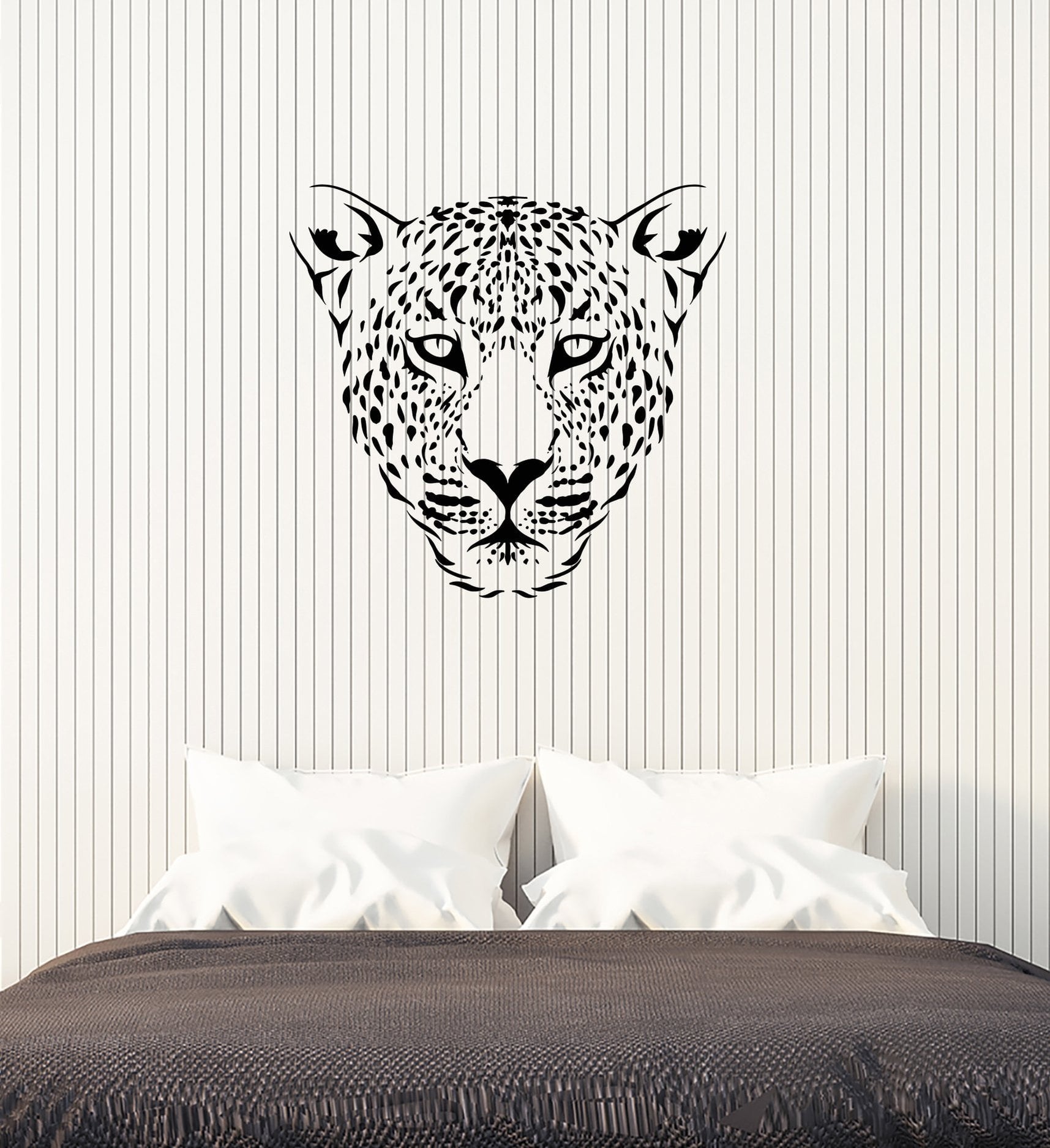 Vinyl Wall Decal Leopard Head Animal Predator Tribal Style Interior St ...