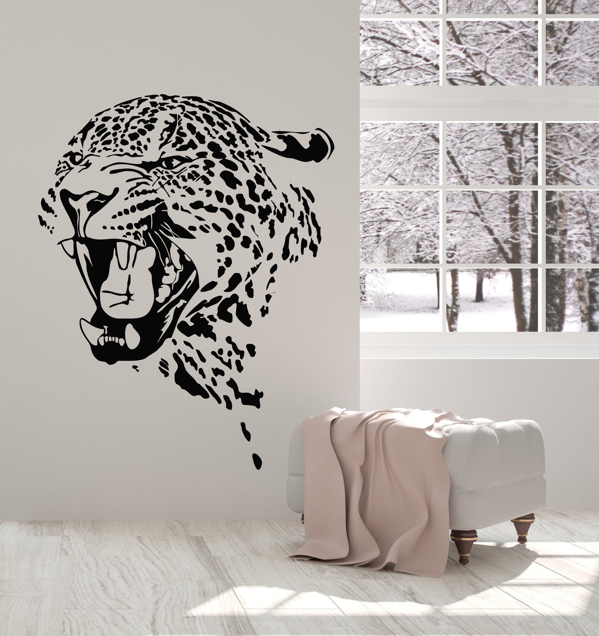 Vinyl Wall Decal Leopard Head African Animal Predator Stickers Mural ...