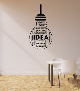 Vinyl Wall Decal Idea Lightbulb Success Words Office Quote Space Decor ...