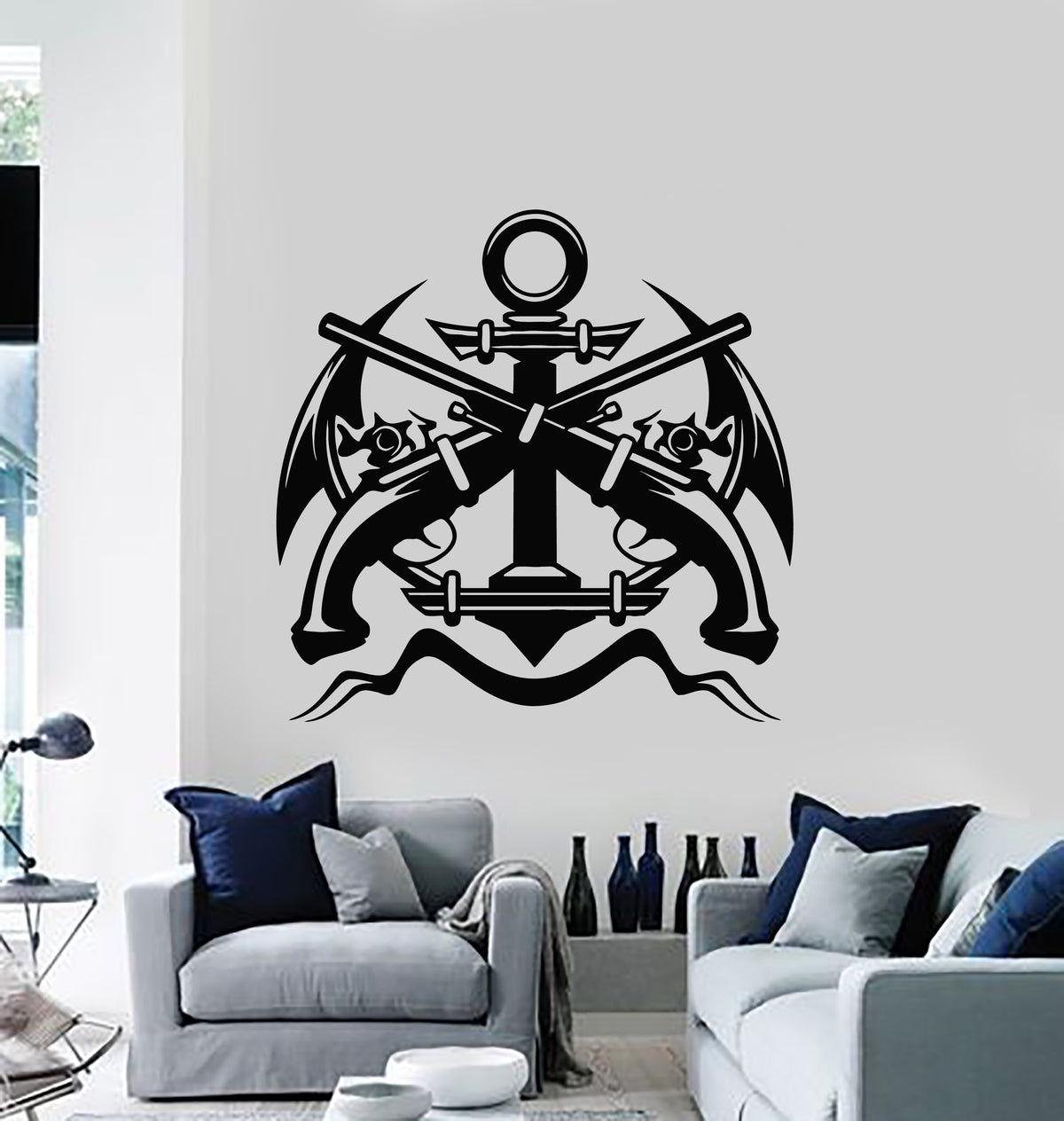 Vinyl Wall Decal Muskets Anchor Pirates Marine Style Kids Room Sticker ...