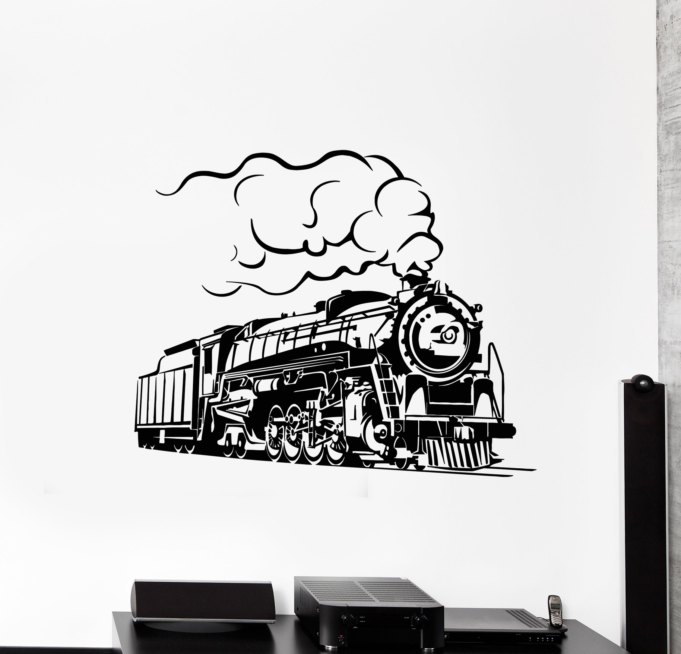 Vinyl Wall Decal Train Locomotive Steam Railway Transport Stickers Mur ...
