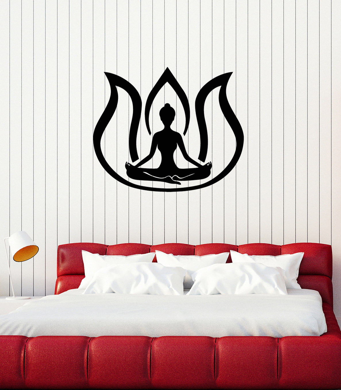 Vinyl Wall Decal Yoga Room Lotus Meditation Zen Buddhism Hinduism Stic ...
