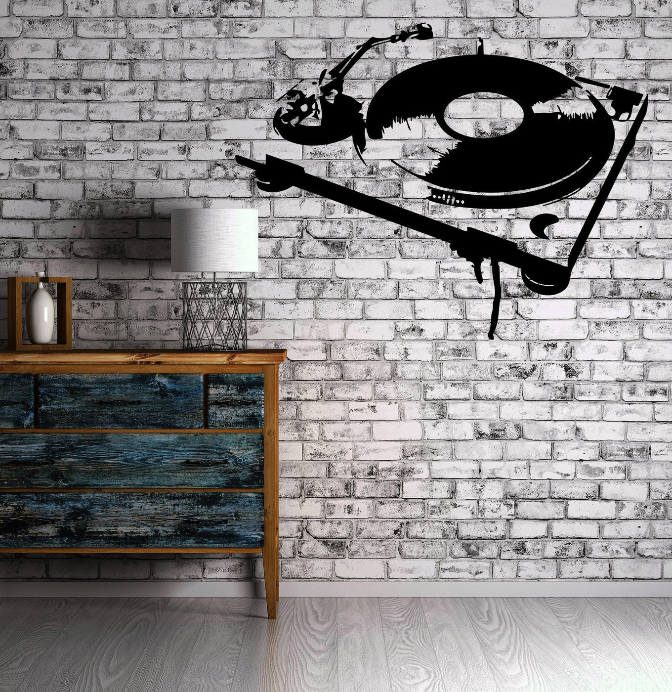 Stencil Turntable House Music DJ Wall Decor Mural Vinyl Decal Art Stic ...