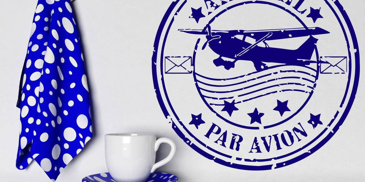 Vinyl Decal Par Avion Airmail French Paris Grunge Style Rubber Post St ...