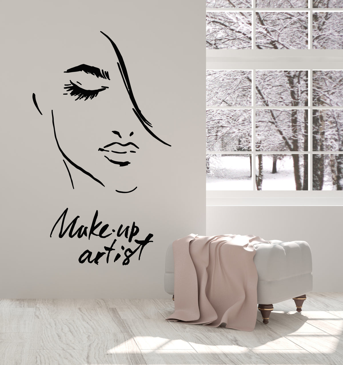 Vinyl Wall Decal Makeup Artist Fashion Girl Face Cosmetics Beauty Salo ...