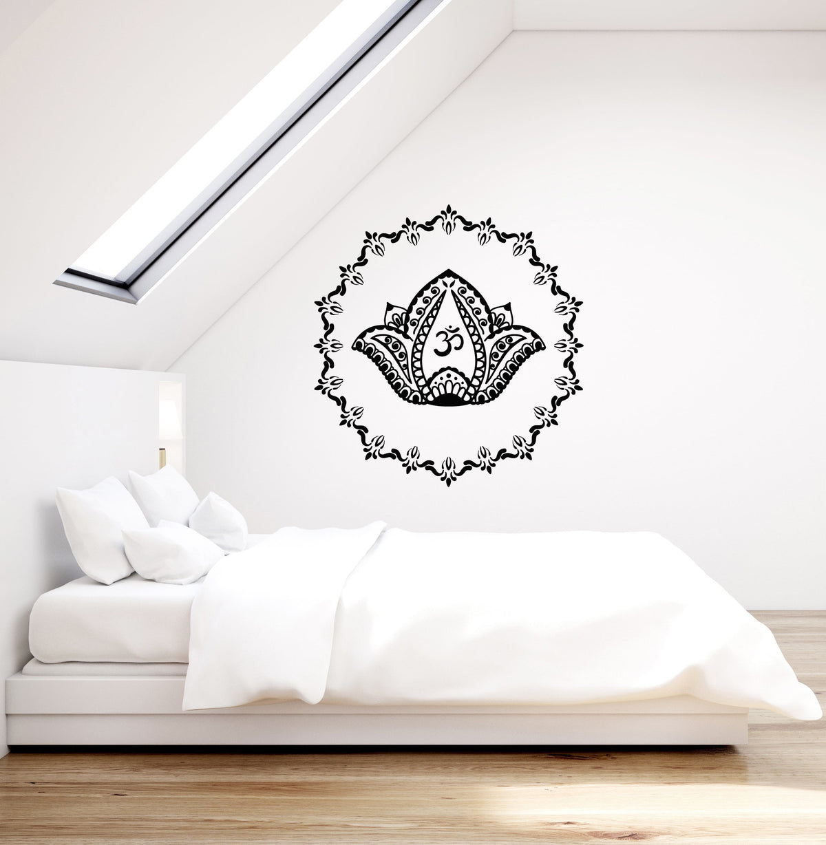 Vinyl Wall Decal Mandala Lotus Om Symbol Hinduism Home Decor Art Stick ...
