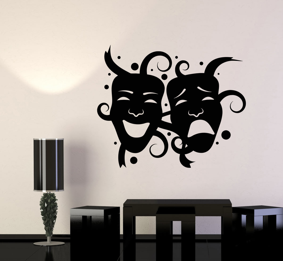 Vinyl Wall Decal Theatrical Art Laughing Crying Mask Drama Stickers Mu ...
