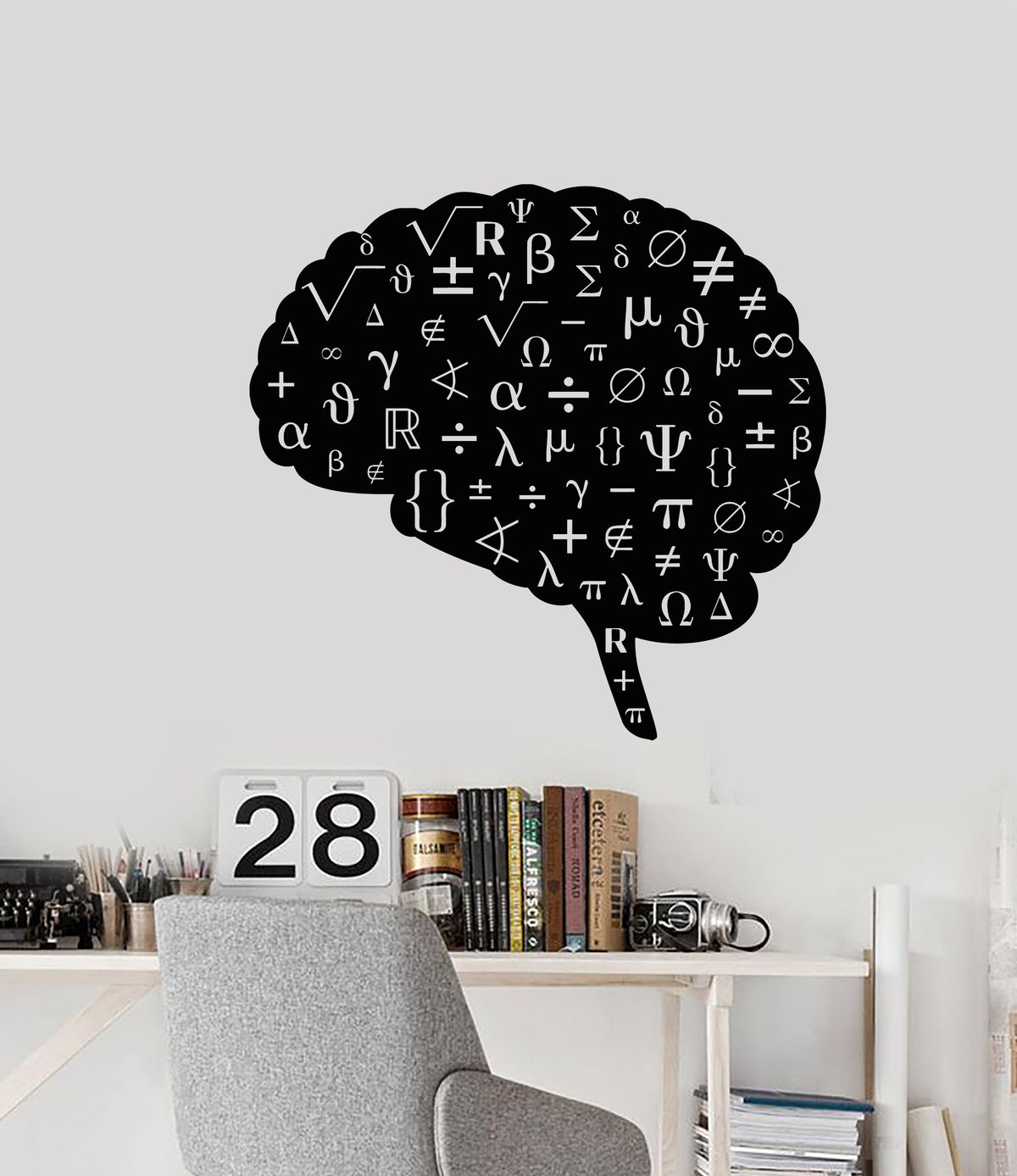 Vinyl Wall Decal Brain Mathematics School Math Symbols Stickers Mural ...