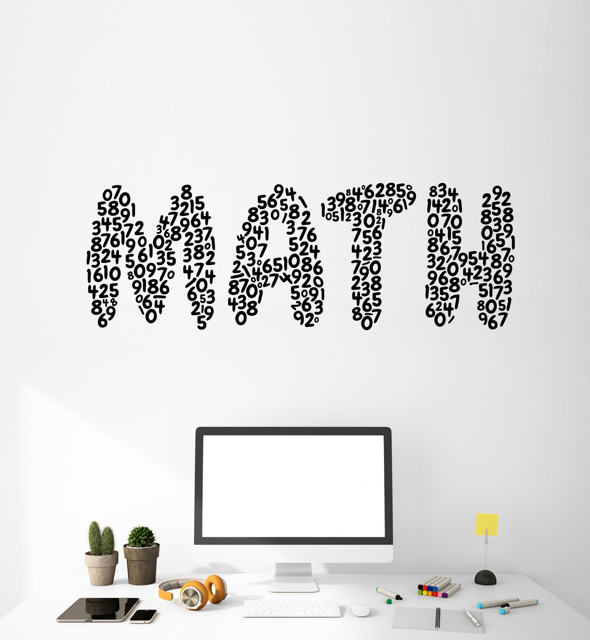 Vinyl Wall Decal Mathematics Math Symbols Numbers Teen Room Stickers M ...