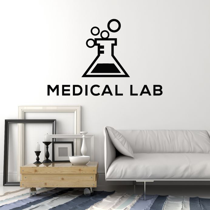 Vinyl Wall Decal Biology Medicine Cabinet Test Tube Medical Lab Center ...
