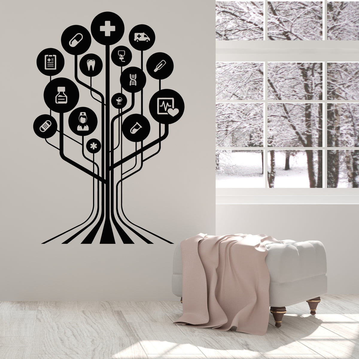 Vinyl Wall Decal Medicine Tree Medical Cabinet Lab Center Health Care ...