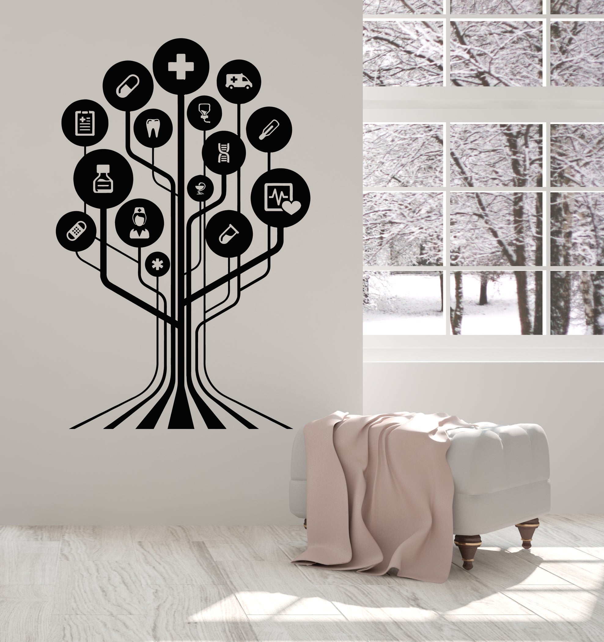 Vinyl Wall Decal Medicine Tree Medical Cabinet Lab Center Health Care ...