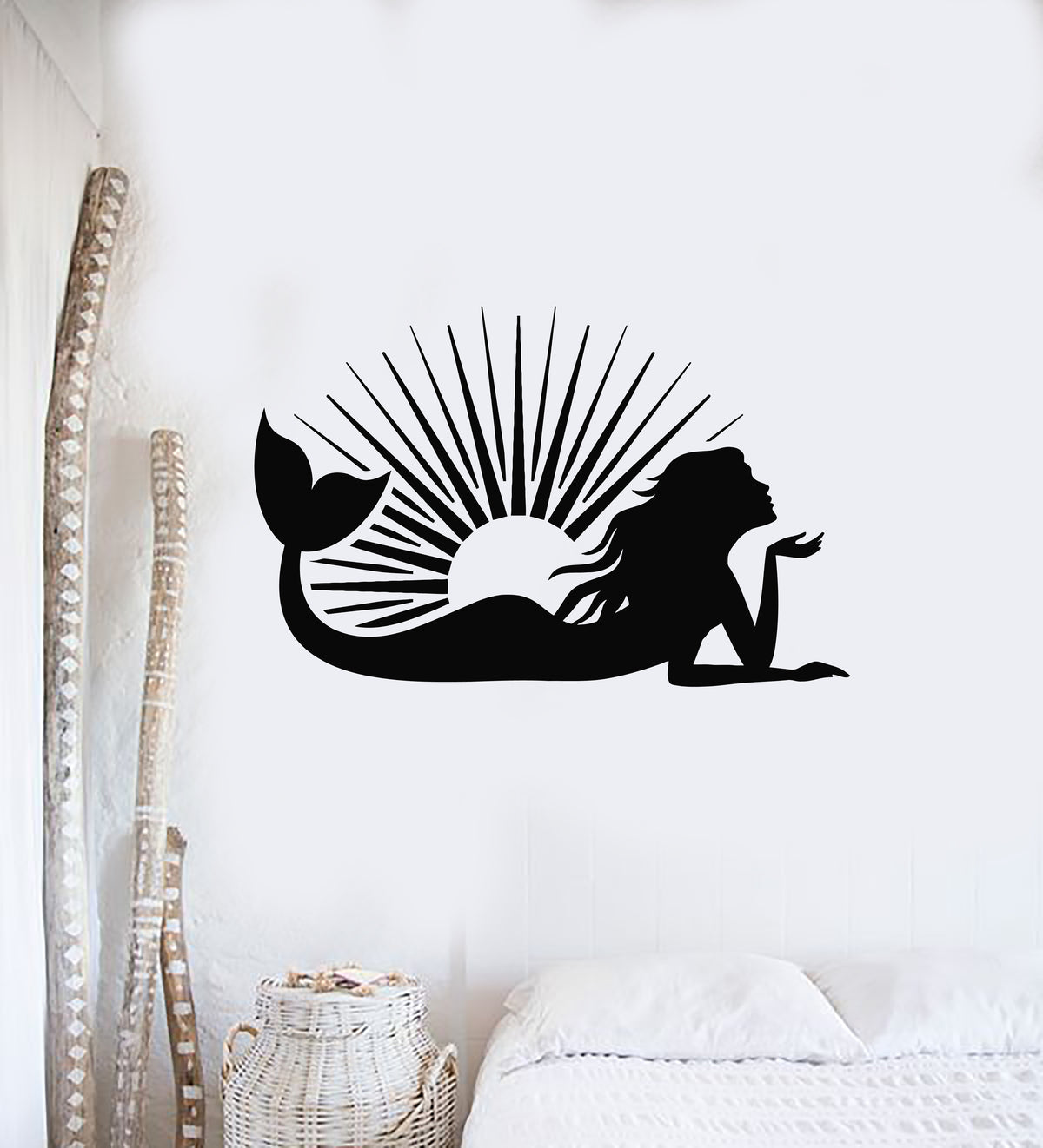 Vinyl Wall Decal Beauty Mermaid Sunset Myth Beach Marine Style Sticker ...