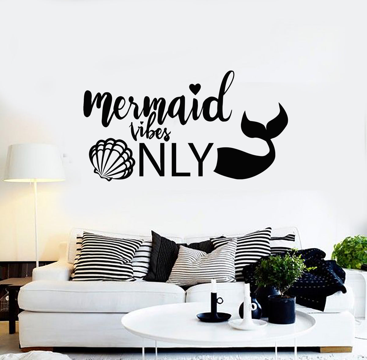 Vinyl Wall Decal Marine Bathroom Phrase Mermaid Vibes Only Stickers Mu ...