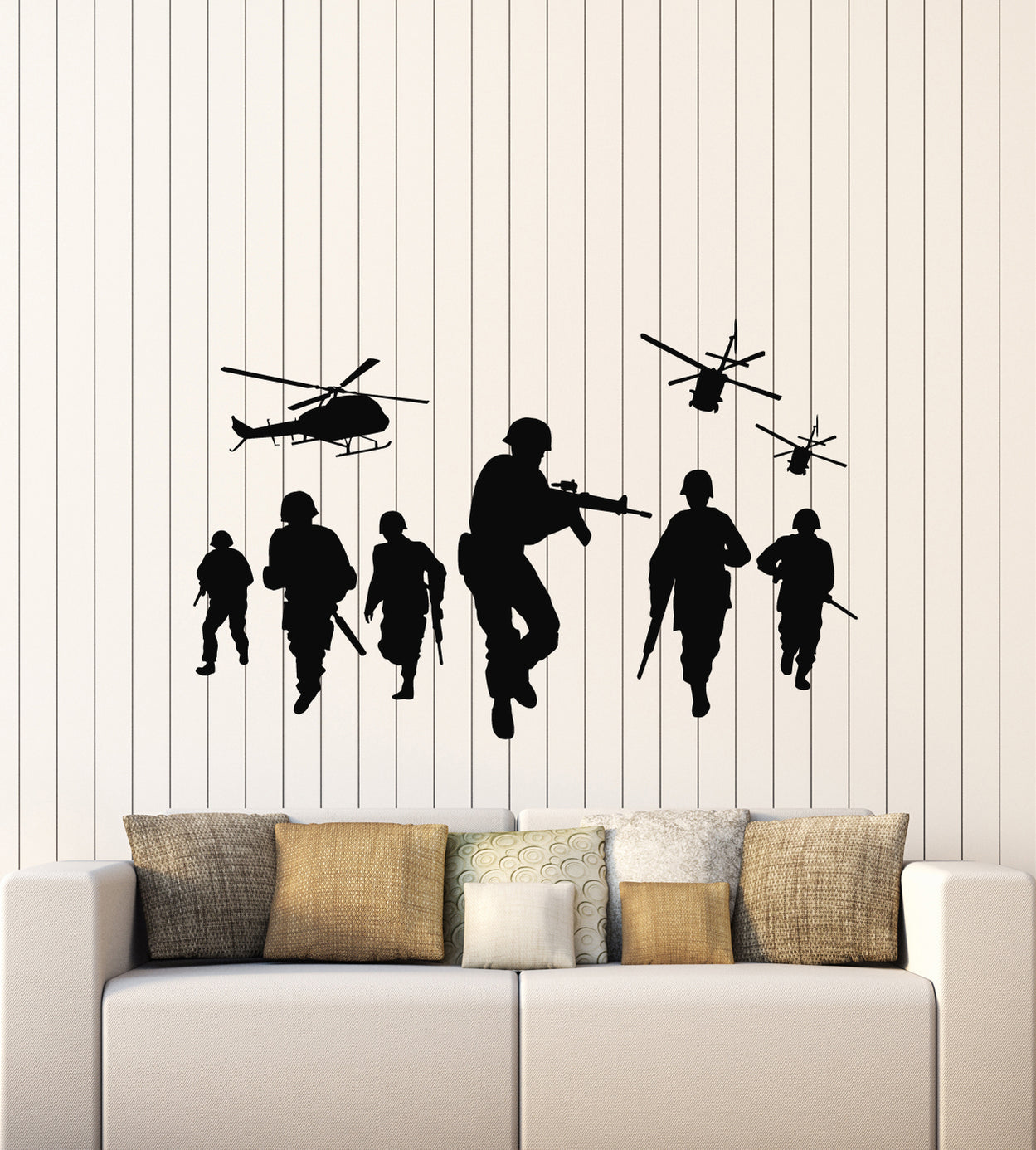 Vinyl Wall Decal War Soldiers Helicopter MIlitary Army Air Force Stick ...