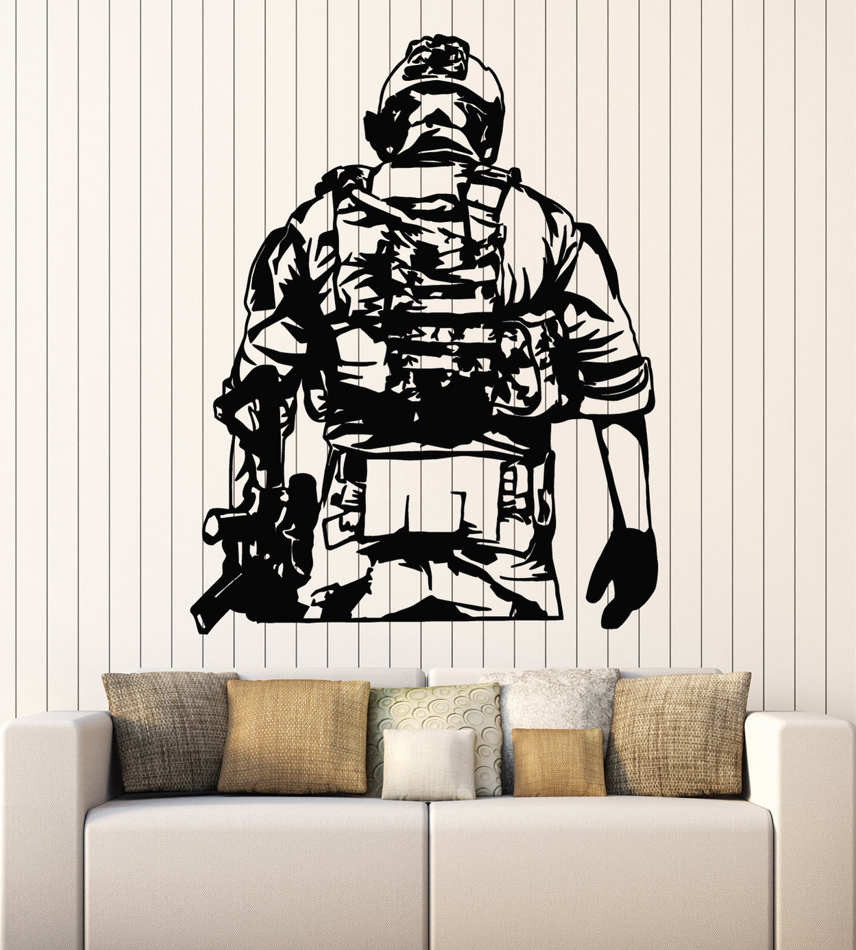 Vinyl Wall Decal Military Soldier Warrior Patriotic Interior Stickers ...