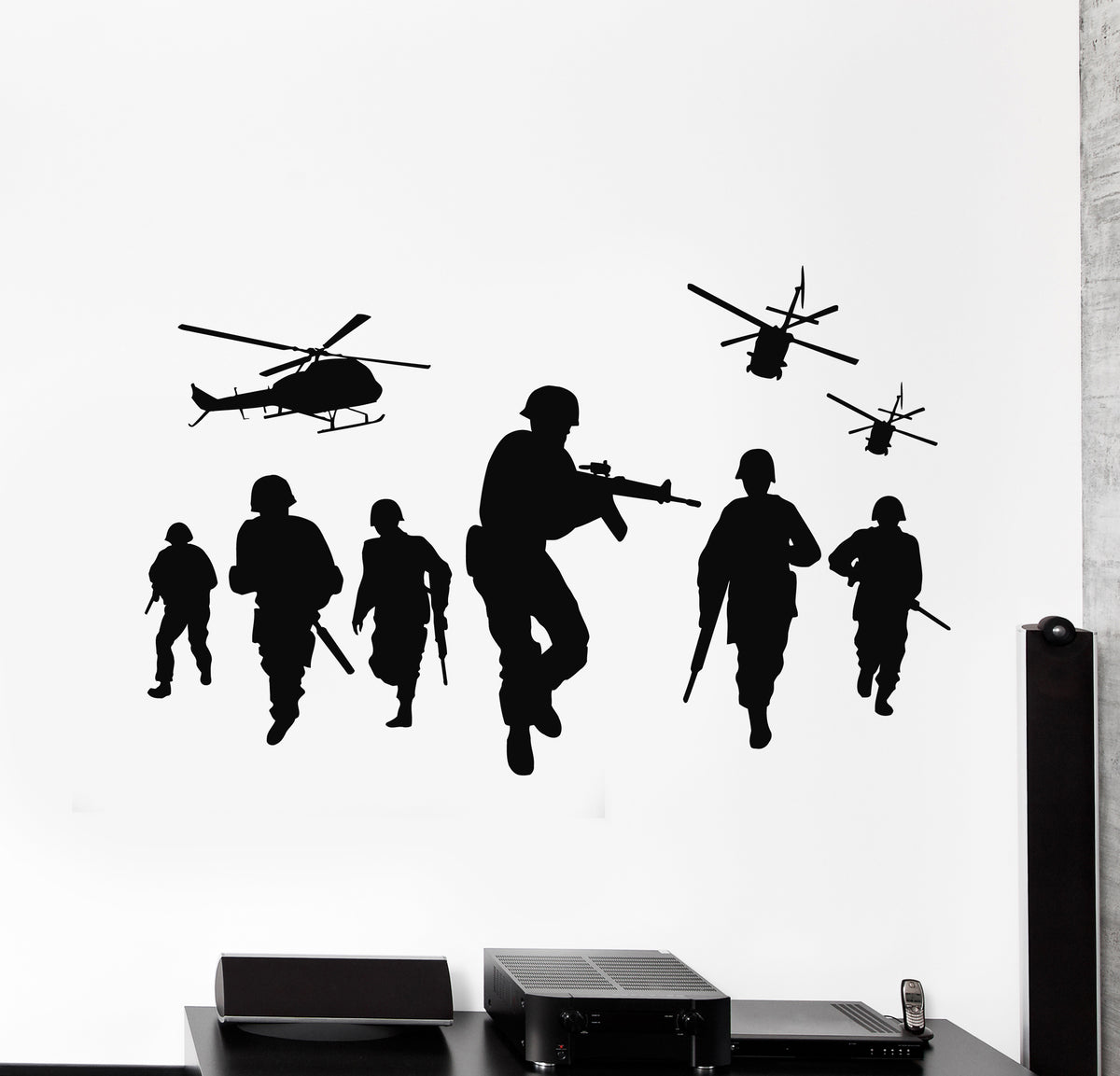 Vinyl Wall Decal War Soldiers Helicopter MIlitary Army Air Force Stick ...