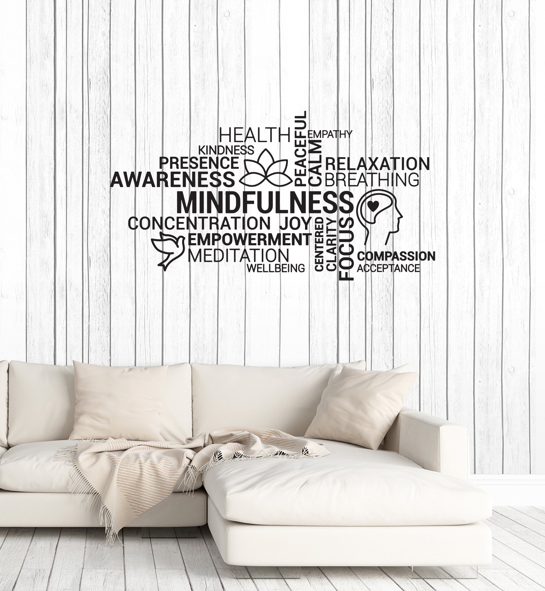 Vinyl Wall Decal Mindfulness Meditation Yoga Zen Relaxation Stickers M ...