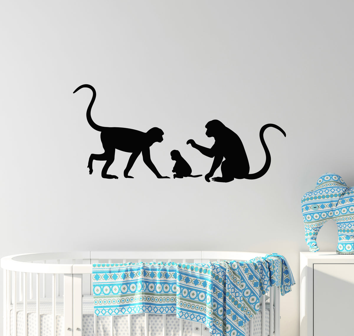 Vinyl Wall Decal Monkey Family Nursery Animals Child Room Stickers Mur ...