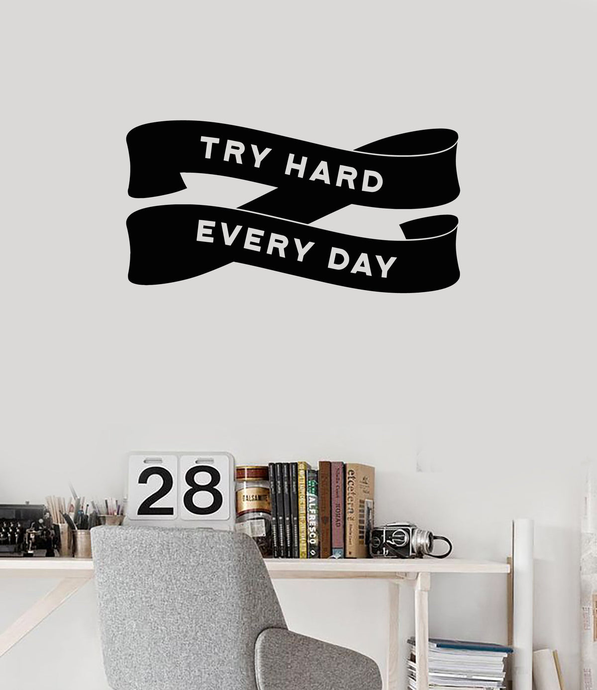Vinyl Wall Decal Motivation Phrase Inspire Quote Work Hard Stickers Mu ...