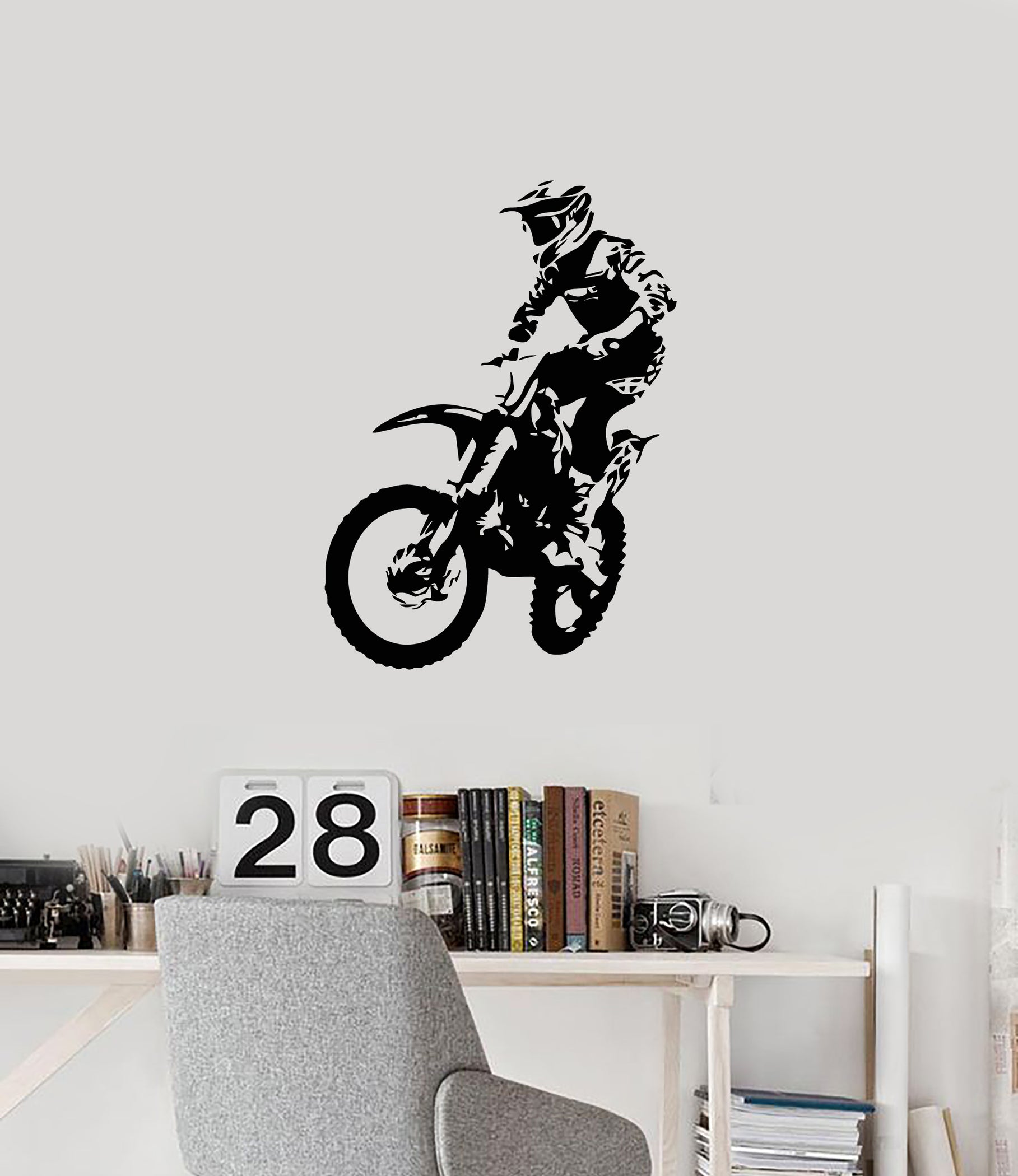 Vinyl Wall Decal Motocross Freestyle Racing Rider Motorcycle Stickers ...