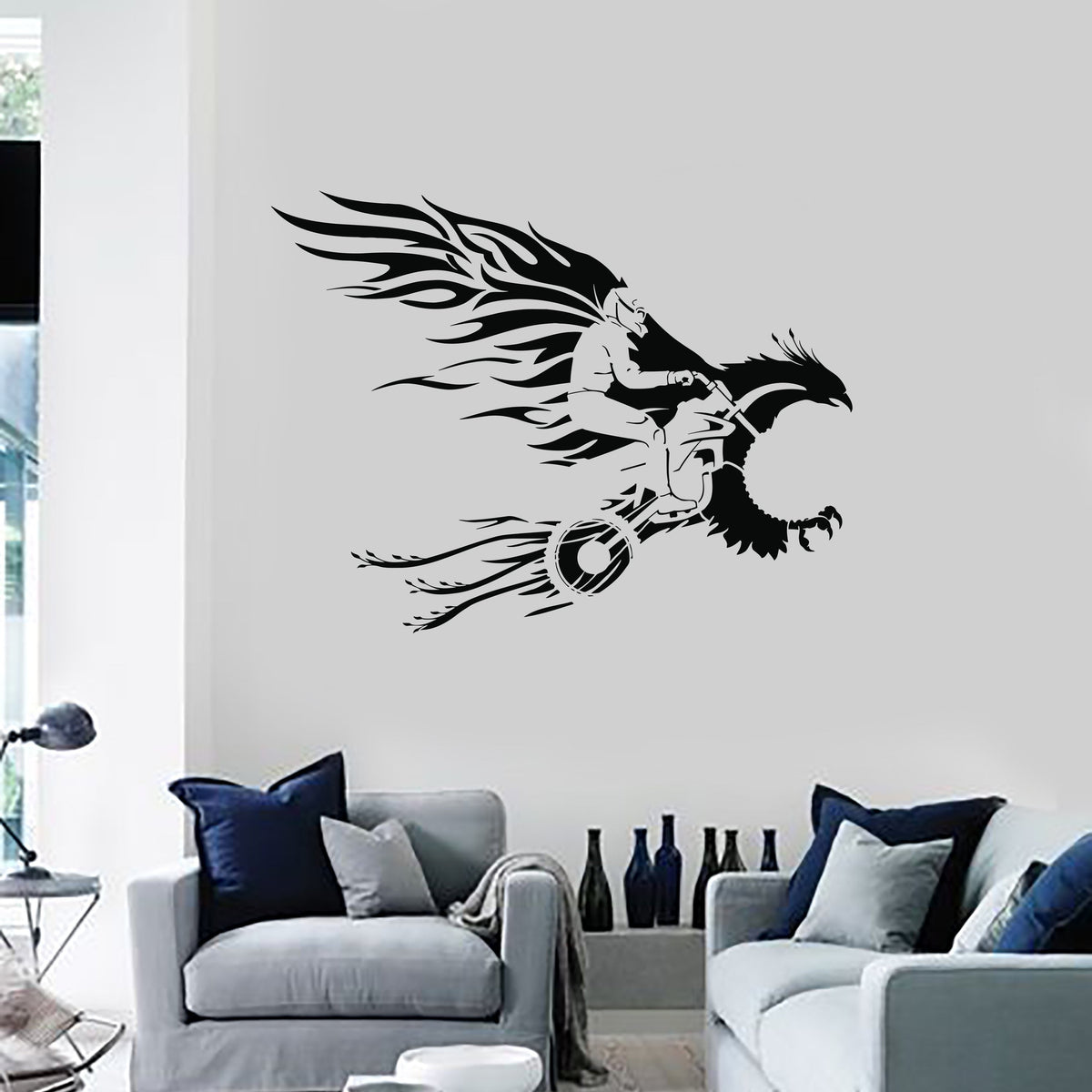 Vinyl Wall Decal Freestyle Motocross Bird Fire Jump Motorcycle Motorcy ...