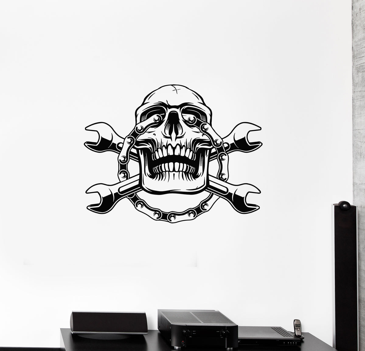 Vinyl Wall Decal Custom Motors Service Garage Decor Skull Stickers Mur ...
