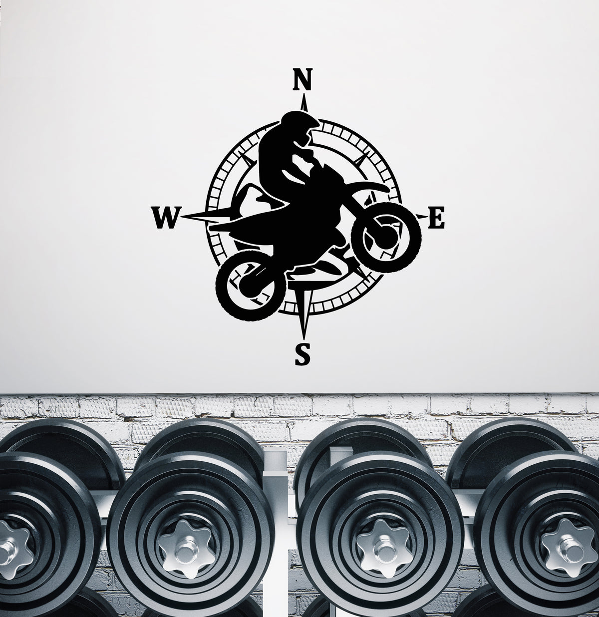 Vinyl Wall Decal Bike Rider Cyclist Vehicle Motorcycle Compass Sticker ...