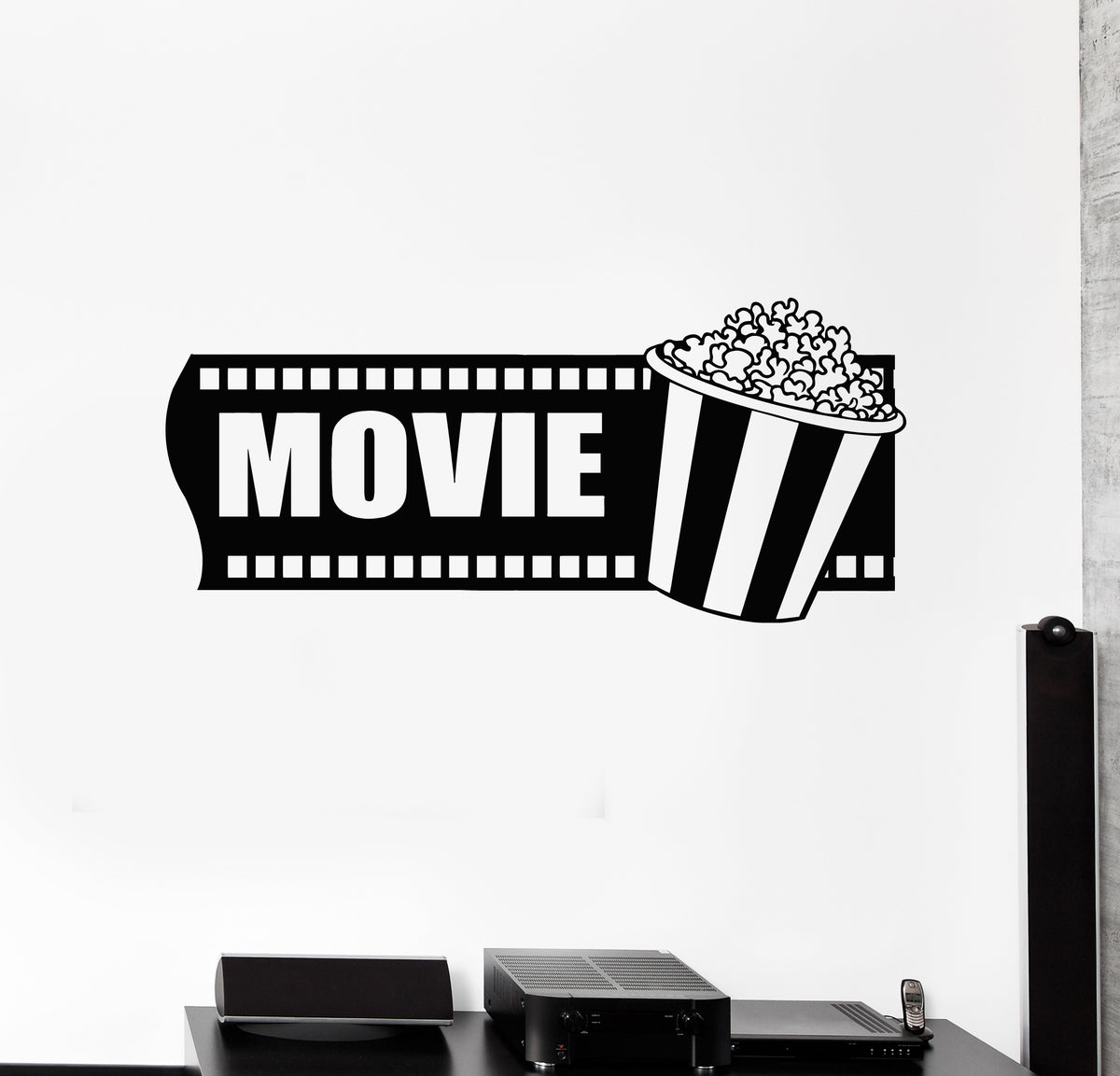 Vinyl Wall Decal Popcorn Cinema Films Movie Room Theatre Film Stickers ...