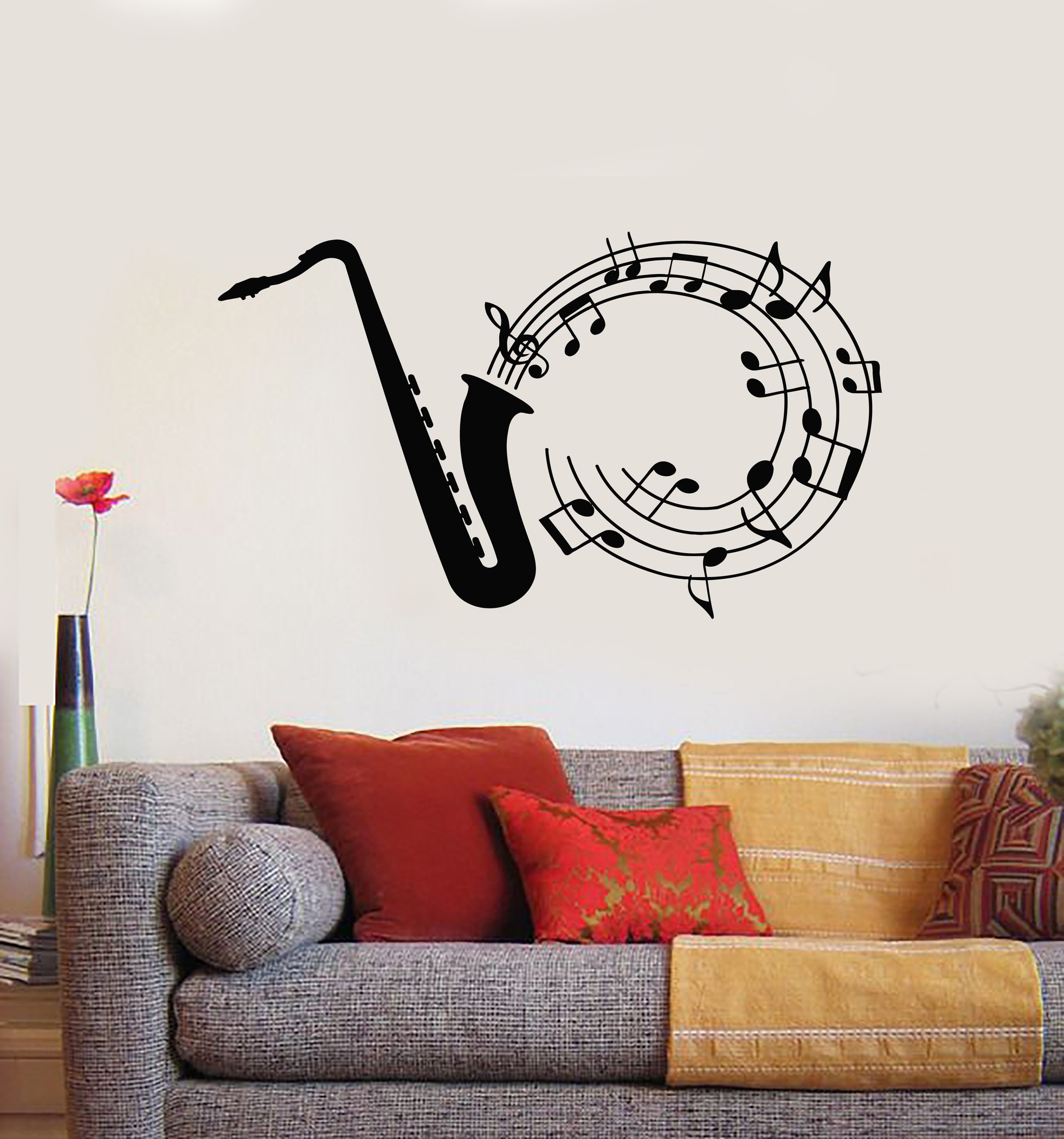 Vinyl Wall Decal Saxophone Jazz Blues Notes Music Stickers Mural (g442 ...