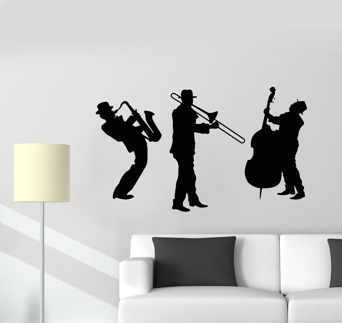 Vinyl Wall Decal Musical Instruments Jazz Band Musicians Concert Stick ...