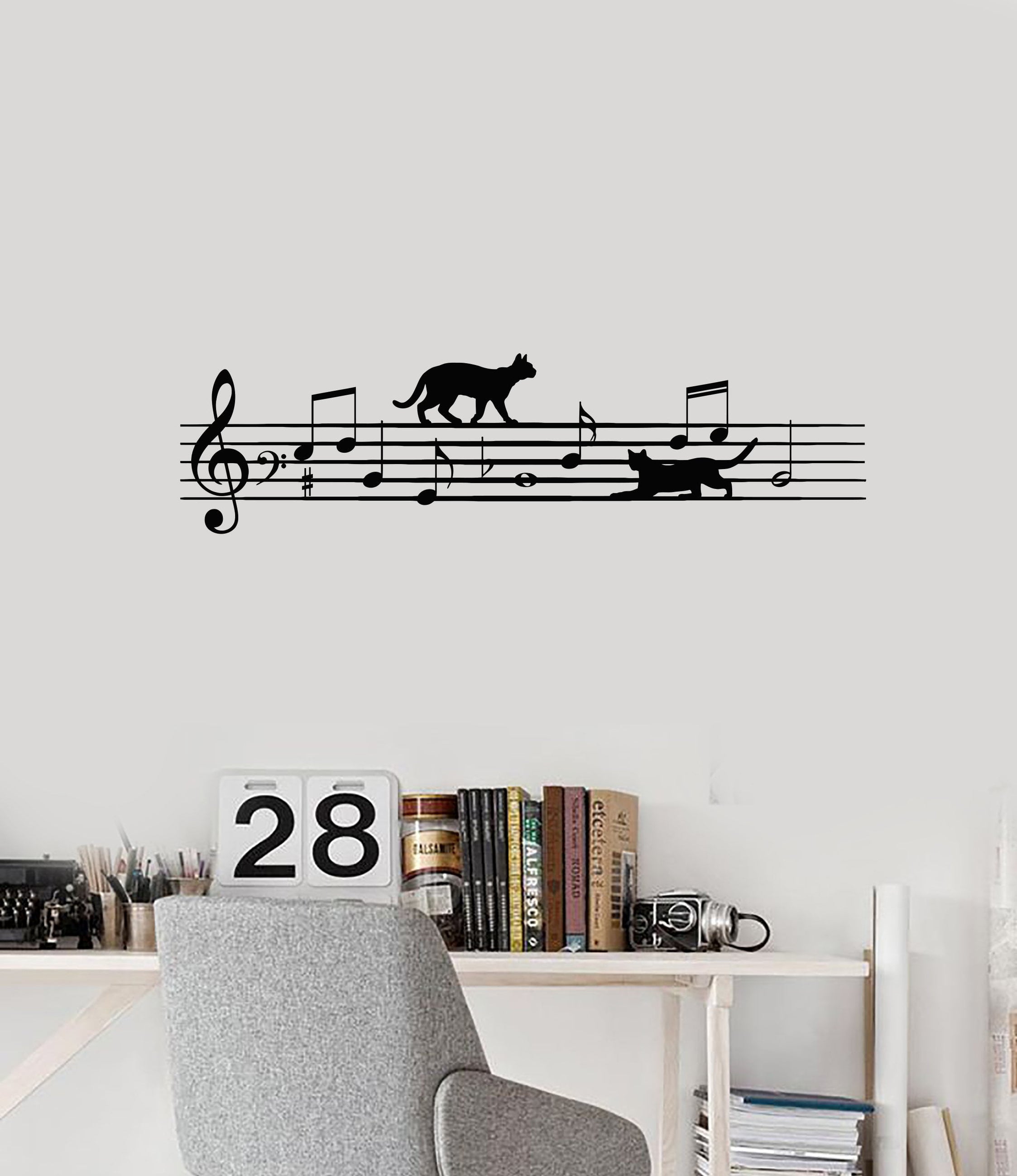 Vinyl Wall Decal Music Cats Musical Notes Animals Pets Kids Room Inter ...