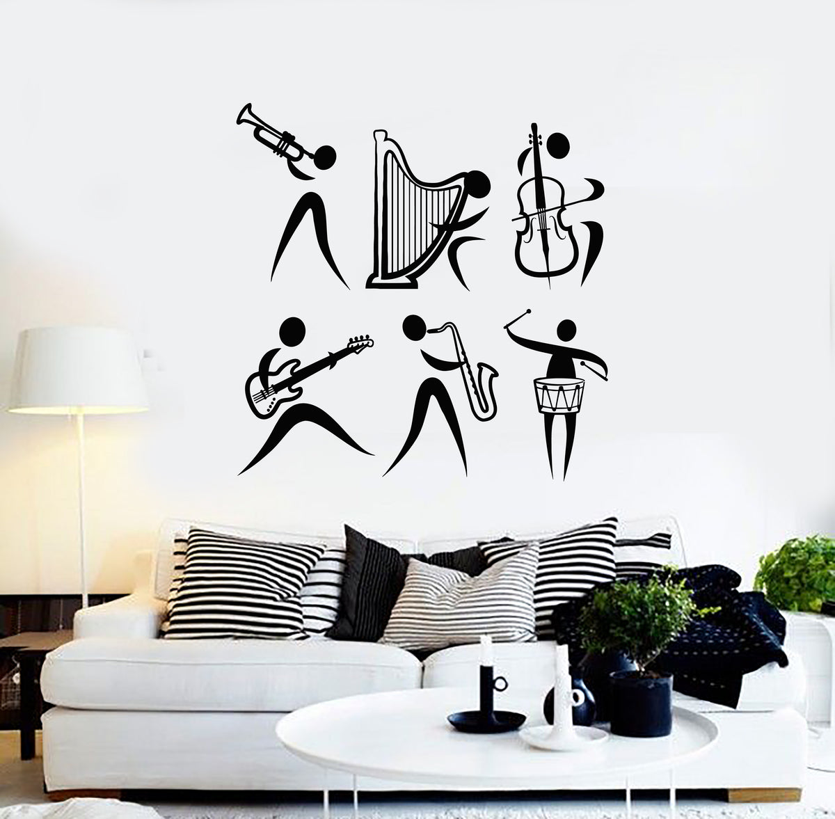Vinyl Wall Decal Musical Instrument Music Band Jazz Stickers Mural (g1 ...