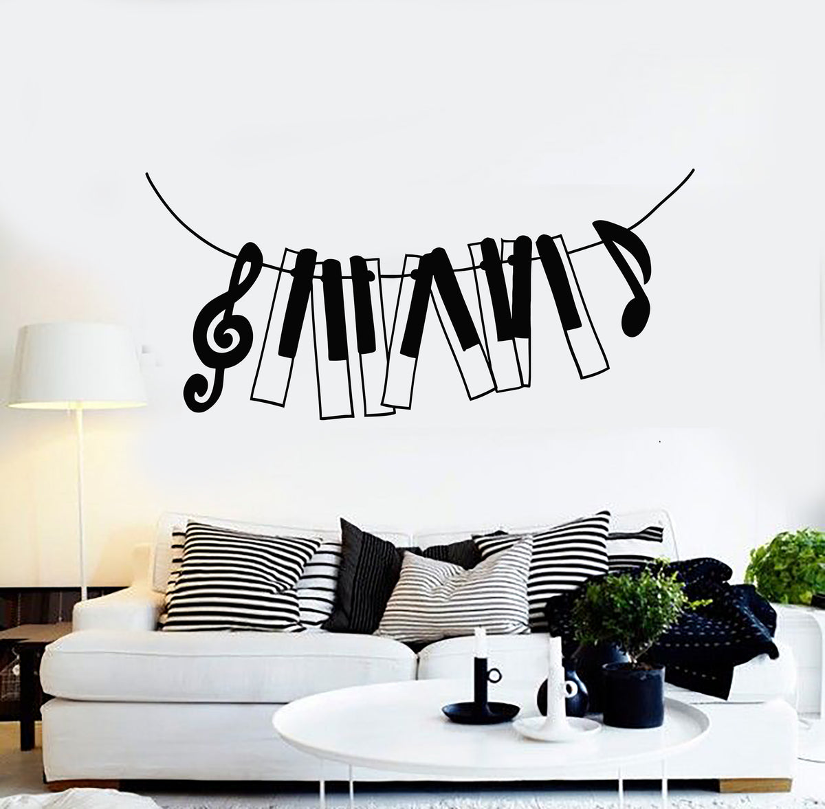 Vinyl Wall Decal Music Piano Notes Treble Clef Musical Keys Stickers M ...