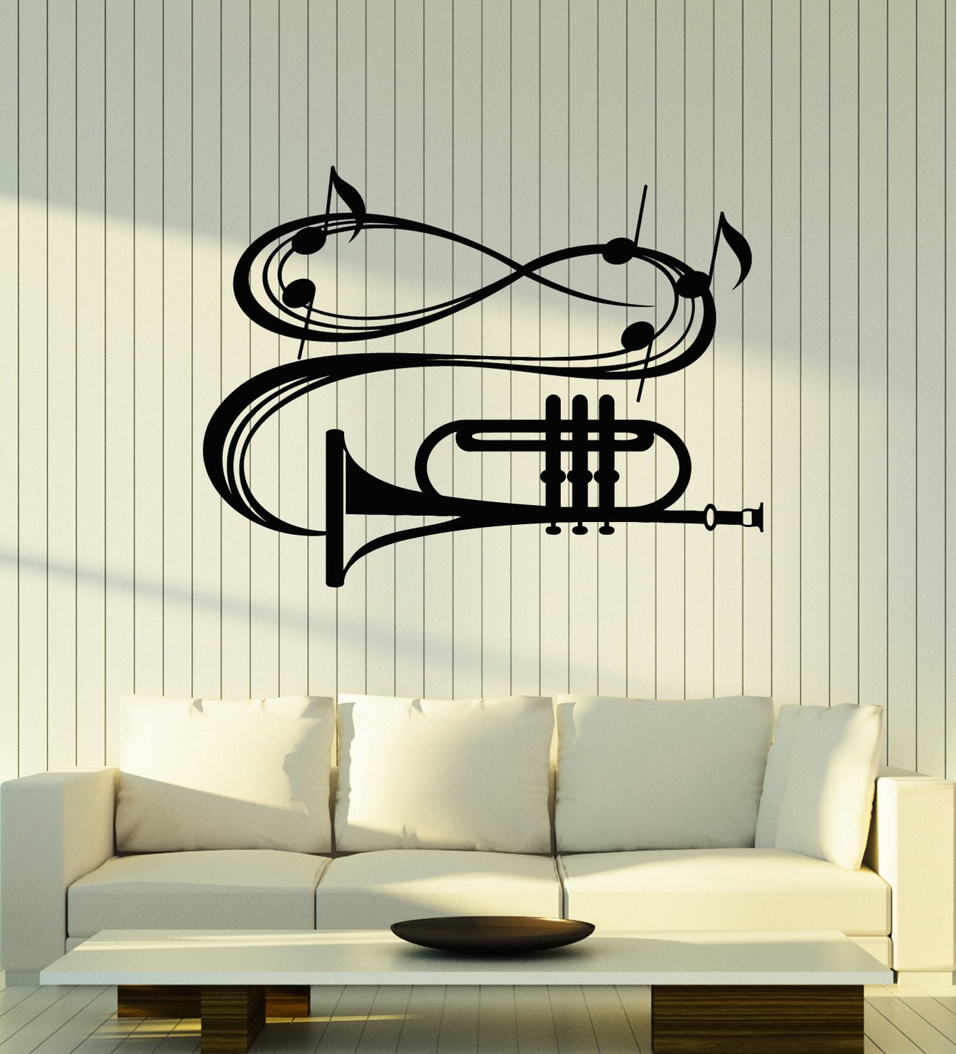 Vinyl Wall Decal Trumpet Musical Instrument Music Notes Stickers Mural ...
