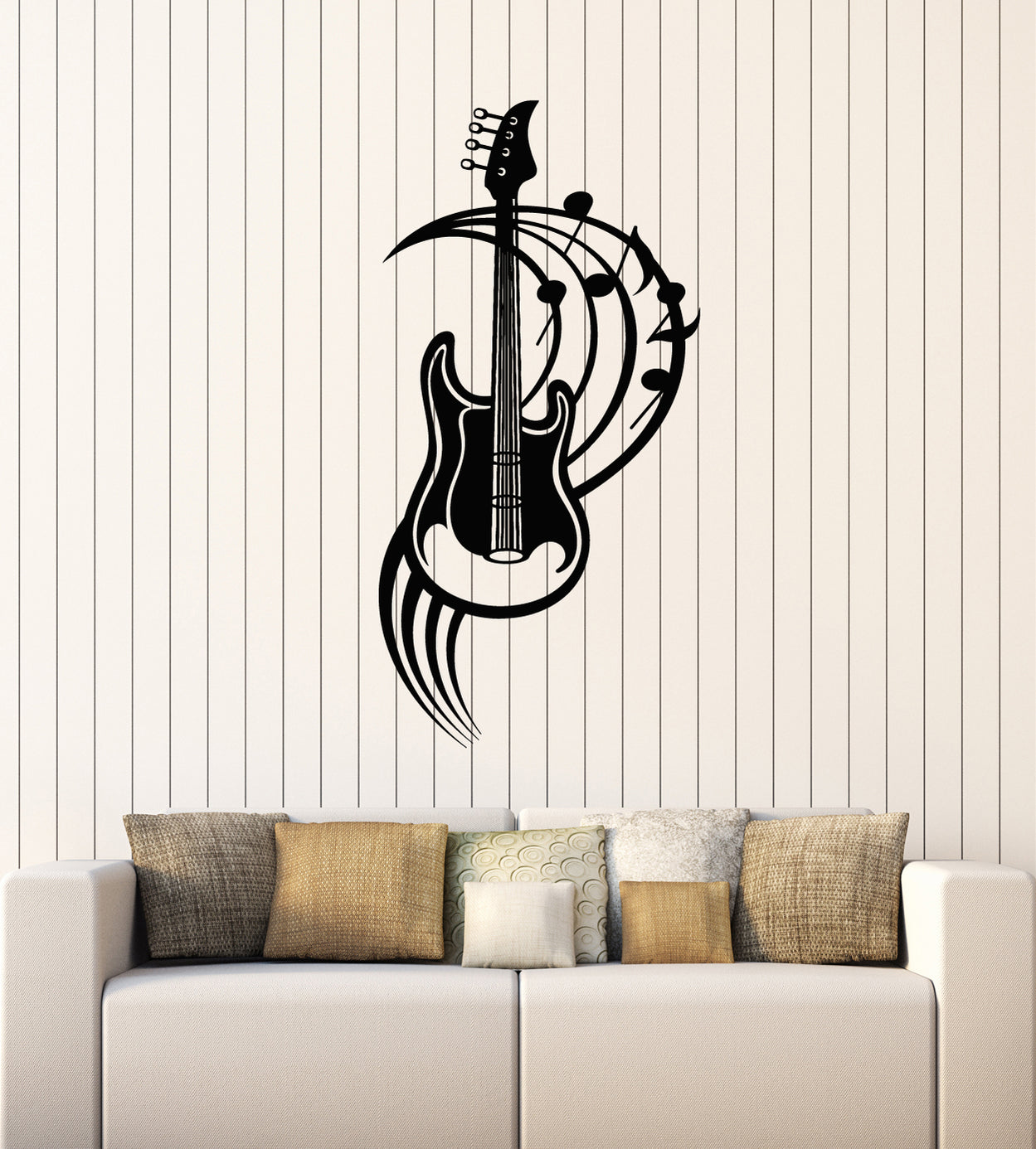 Vinyl Wall Decal Music Notes Rock Pop Musical Instrument Guitar Sticke ...